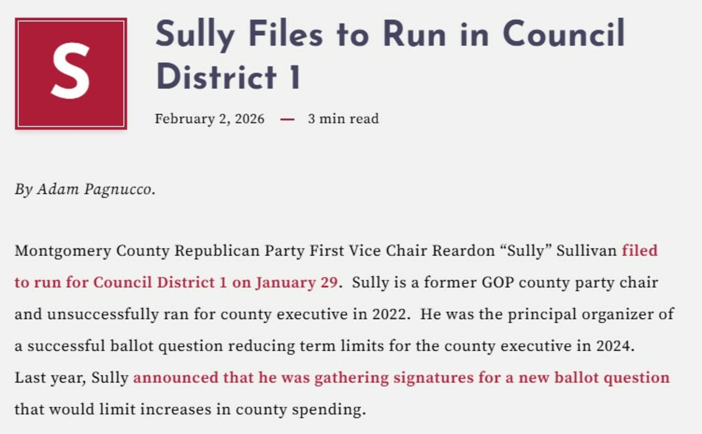 Reardon Sullivan for County Council District 1