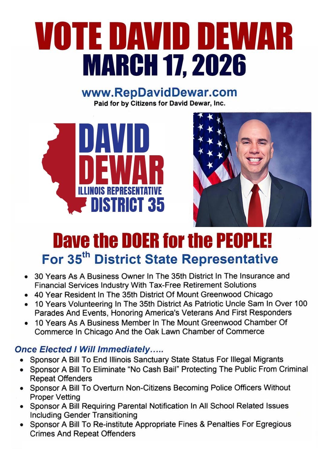 David Dewar for 35th District State Representative in Illinois