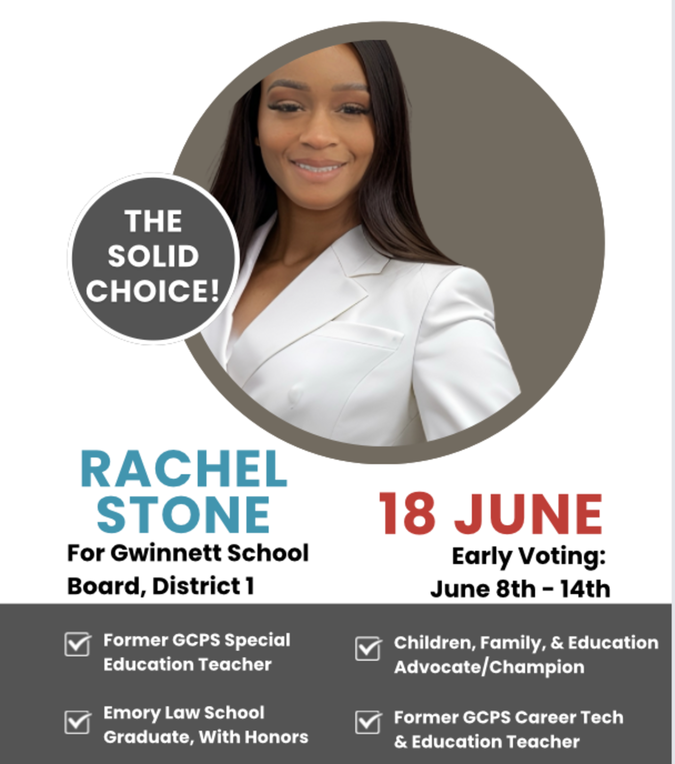 Rachel Stone for Gwinnett County Board of Education, District 1