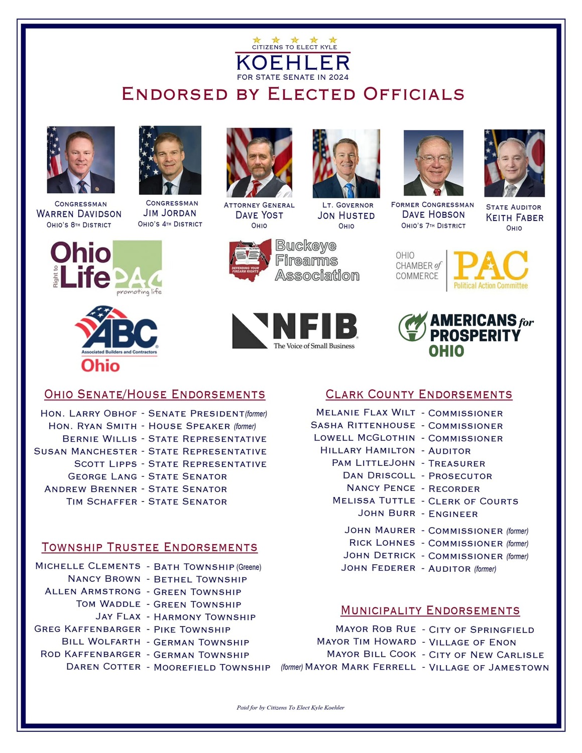 Kyle Koehler for Ohio State Representative